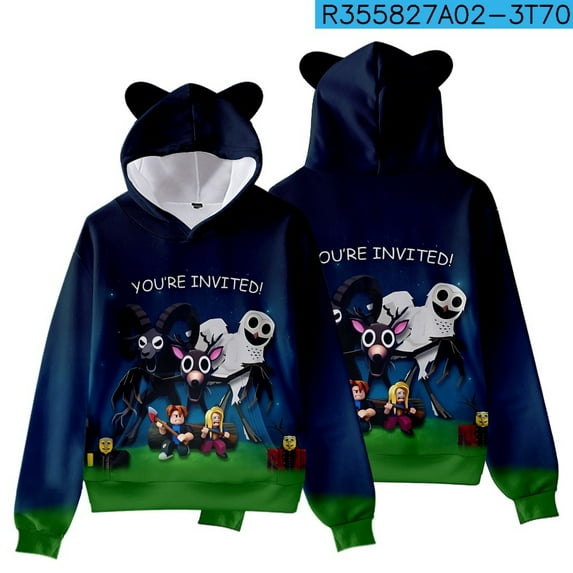 3D Game Cat Ear Hoodie – Forest Night Print Pullover Sweatshirt, Casual ...