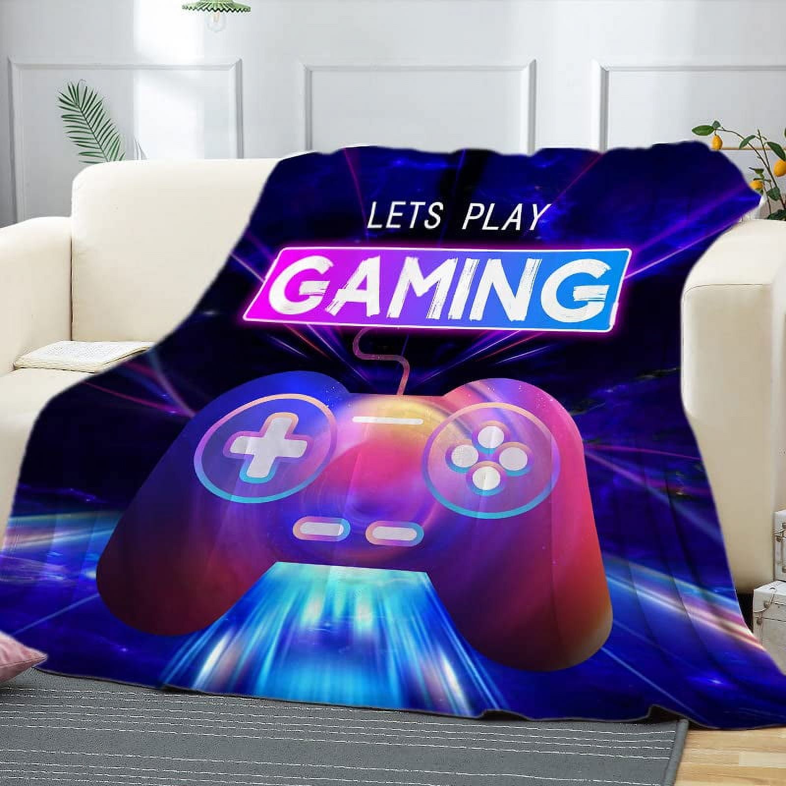 3D Game Controller Theme Blanket Soft Warm Print Throw Black Blanket ...