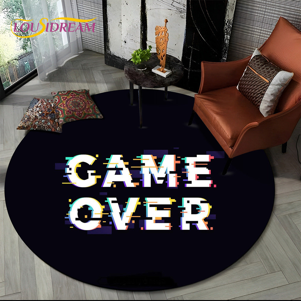 3D Game Over Cartoon Game Gamer Round Area Rug Carpet for Living Room ...