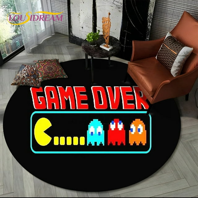 3D Game Over Cartoon Game Gamer Round Area Rug Carpet for Living Room ...