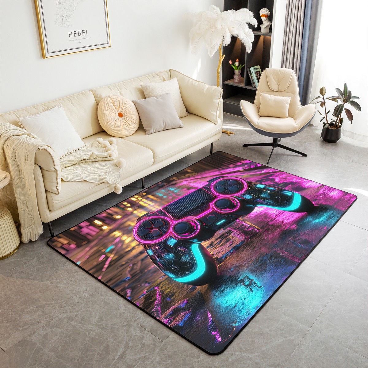3D Gamepad Area Rug 5x7, Game Console Gamer Rectangular Carpet, Gaming ...