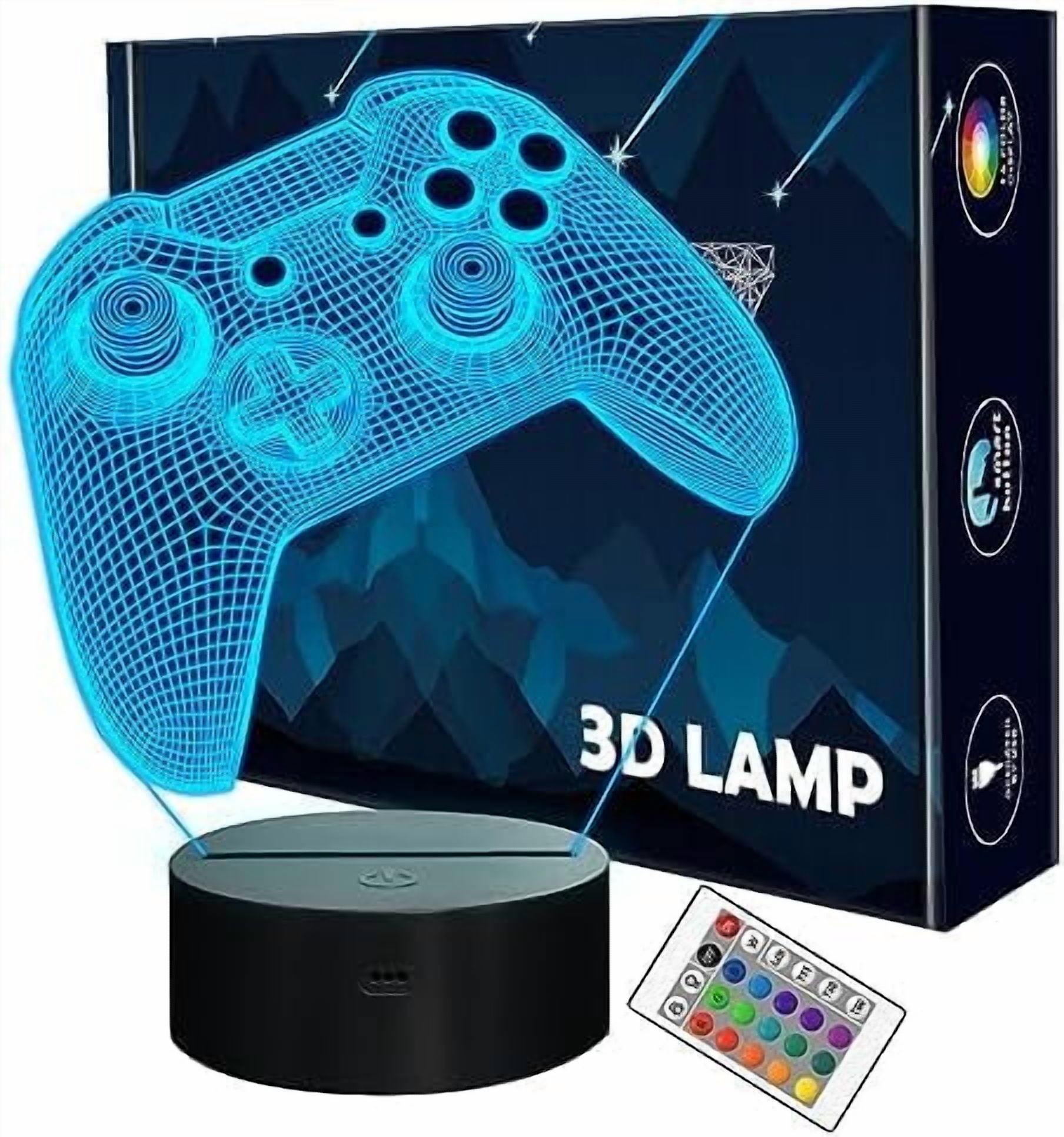 3D Gamepad Night Light, Game Console Illusion lamp with Remote + Touch 16 Color Flashing ...