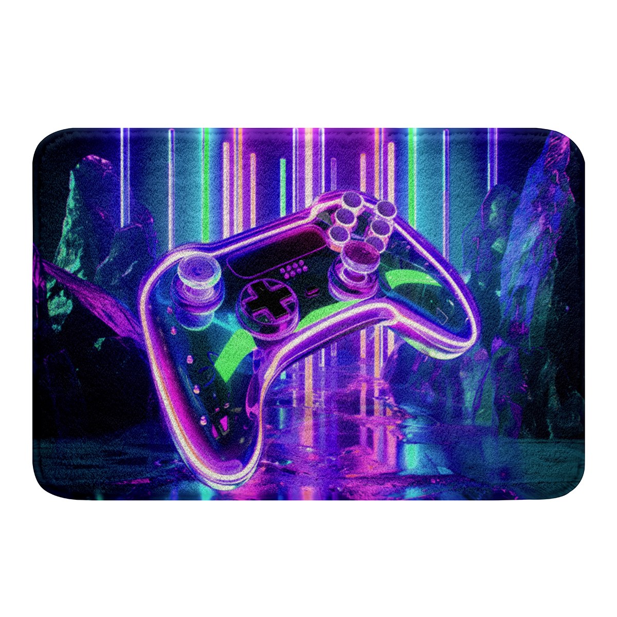 3D Gaming Bathroom Rugs Blue Purple Neon Lights Gamepad 20"x32 ...