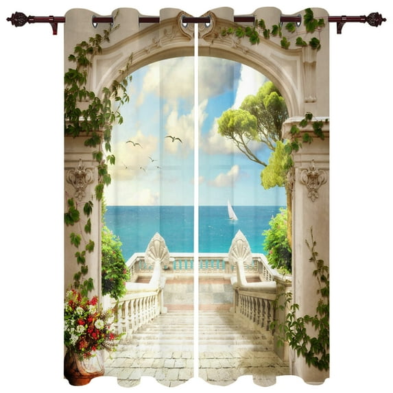 3D Garden Simple Style Pink Flower Curtains 2 Panel Children's girls ...