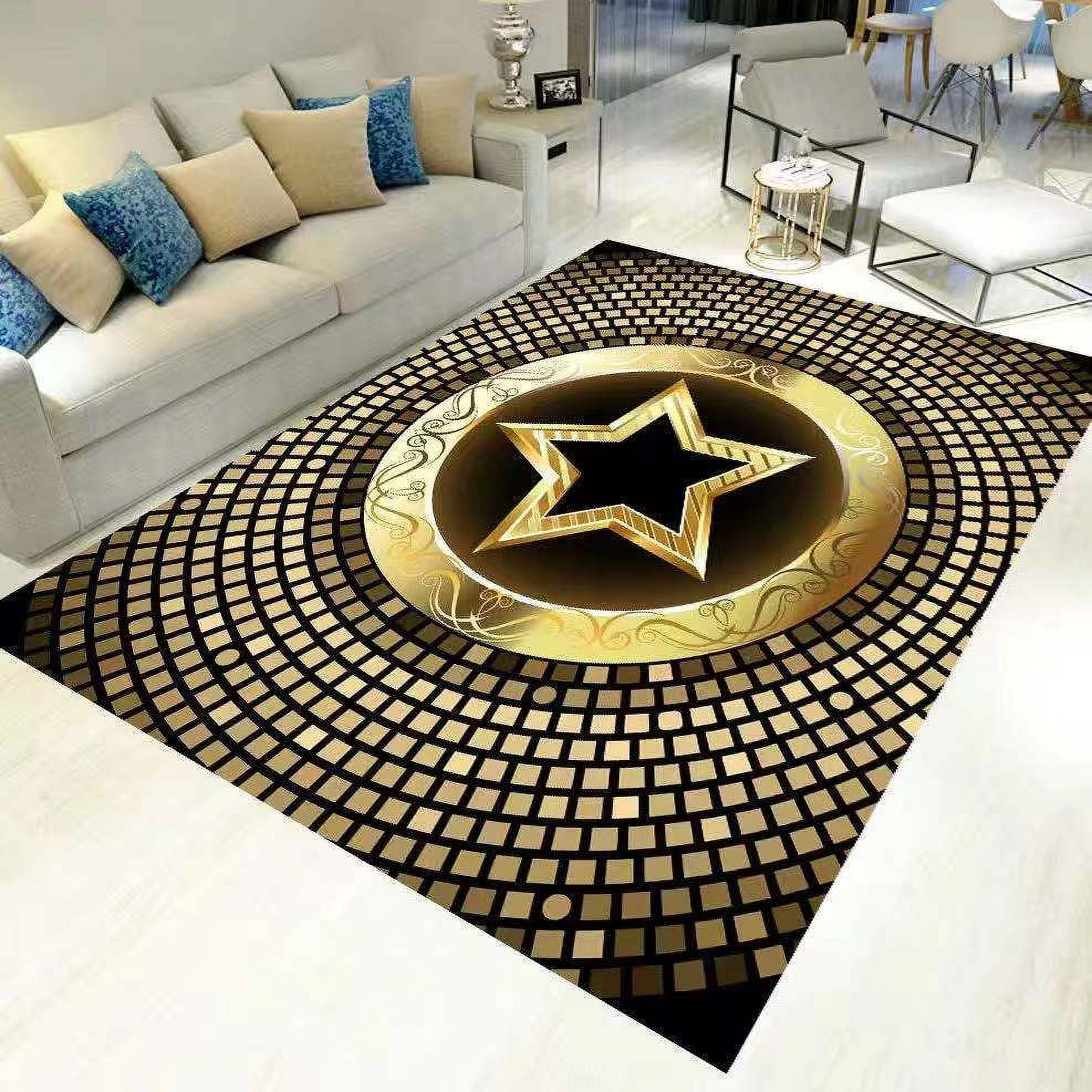 3D Geometric Anti-slip Carpet Home Indoor Decor Carpets for Living Room ...