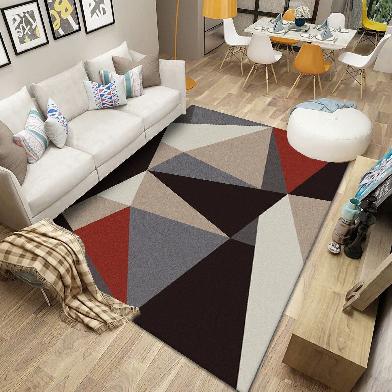 3D Geometric Black and White printed Carpets for Living Room Bedroom ...