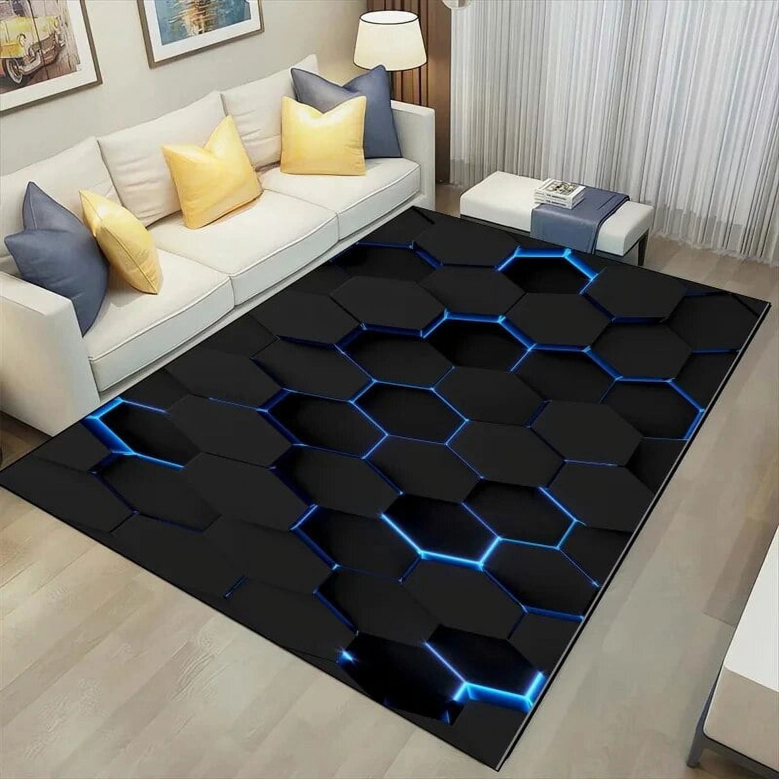 3D Geometric Carpet Neon Lights Rugs Hexagons Carpets for Home Play ...