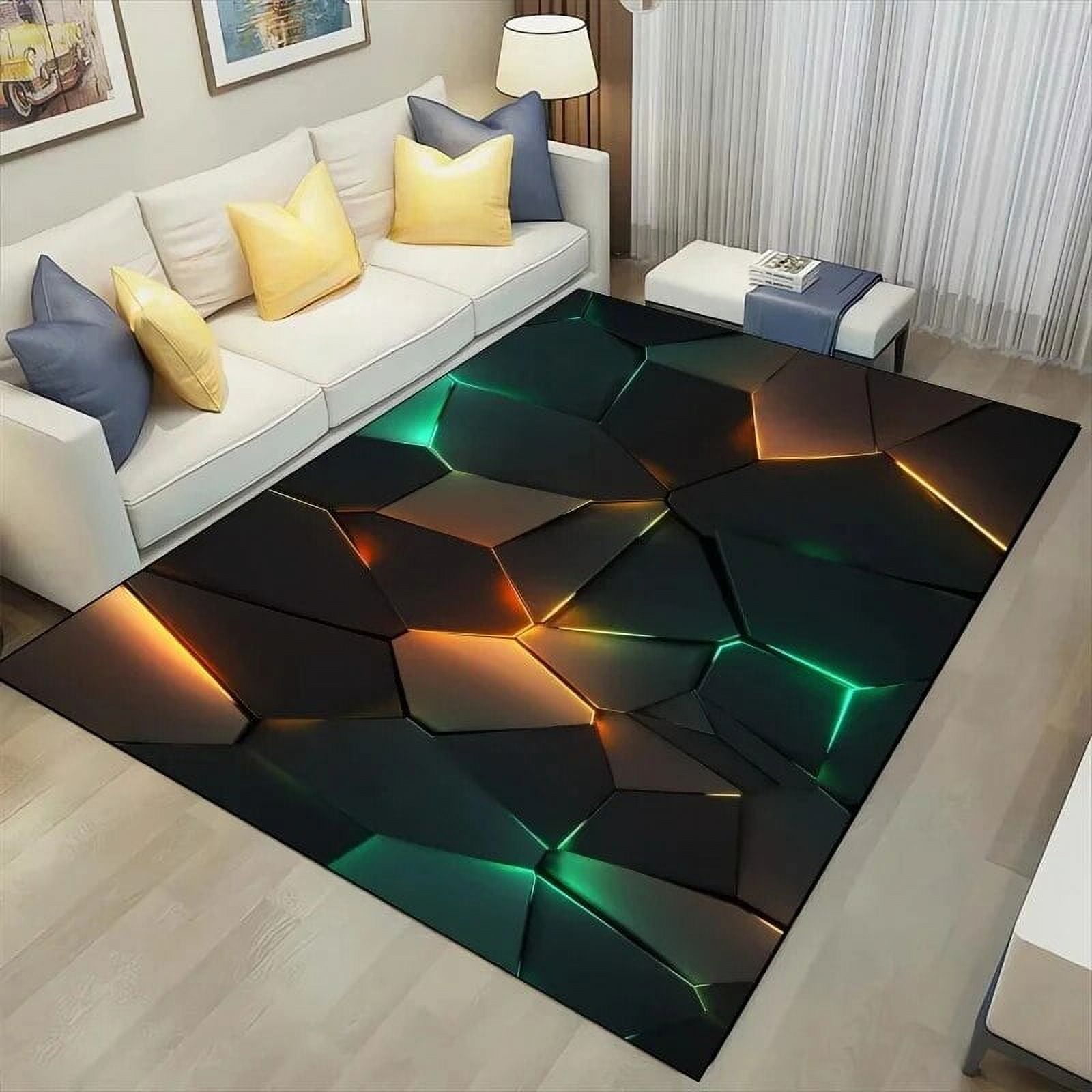 3D Geometric Carpet Neon Lights Rugs Hexagons Carpets for Home Play ...