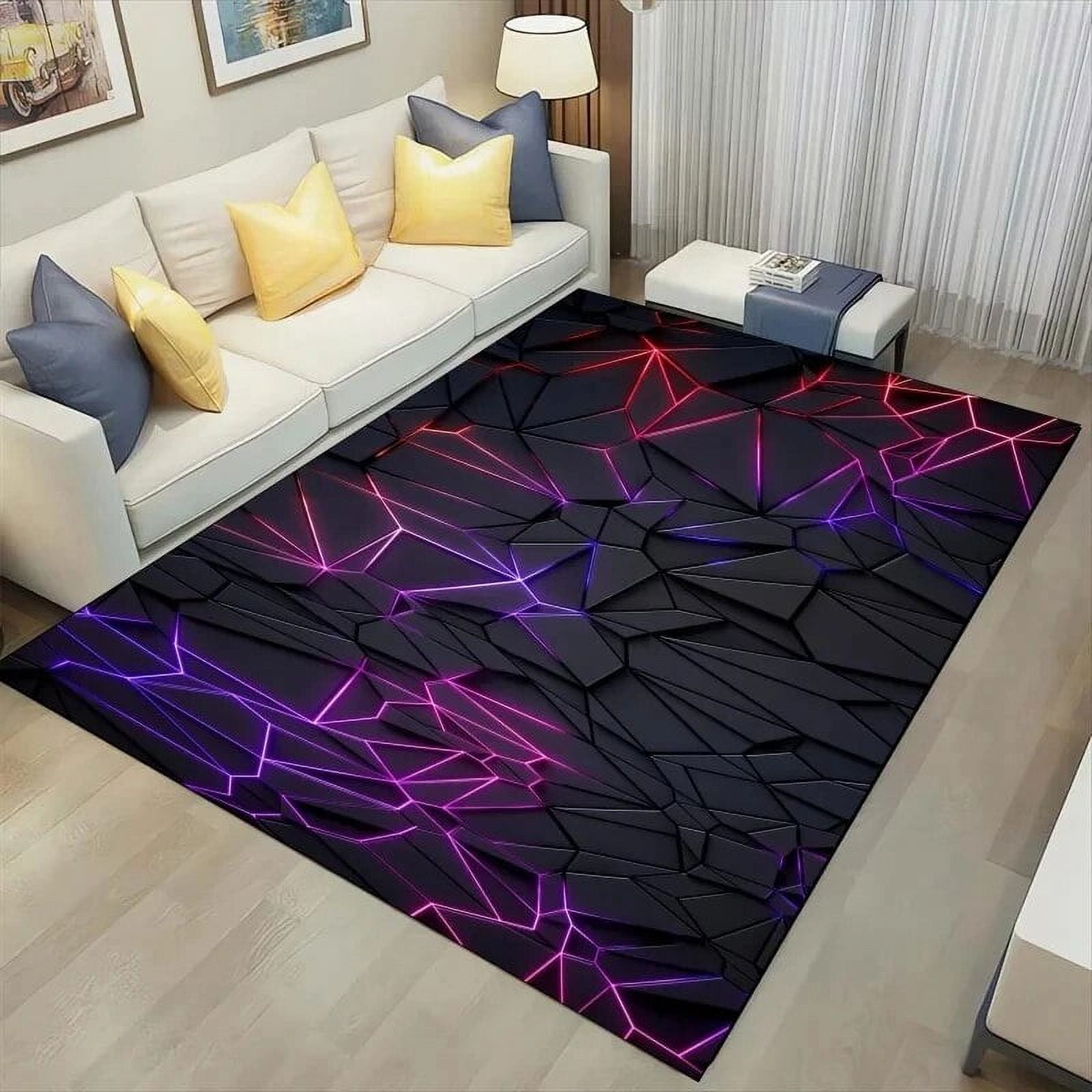 3D Geometric Carpet Neon Lights Rugs Hexagons Carpets for Home Play ...