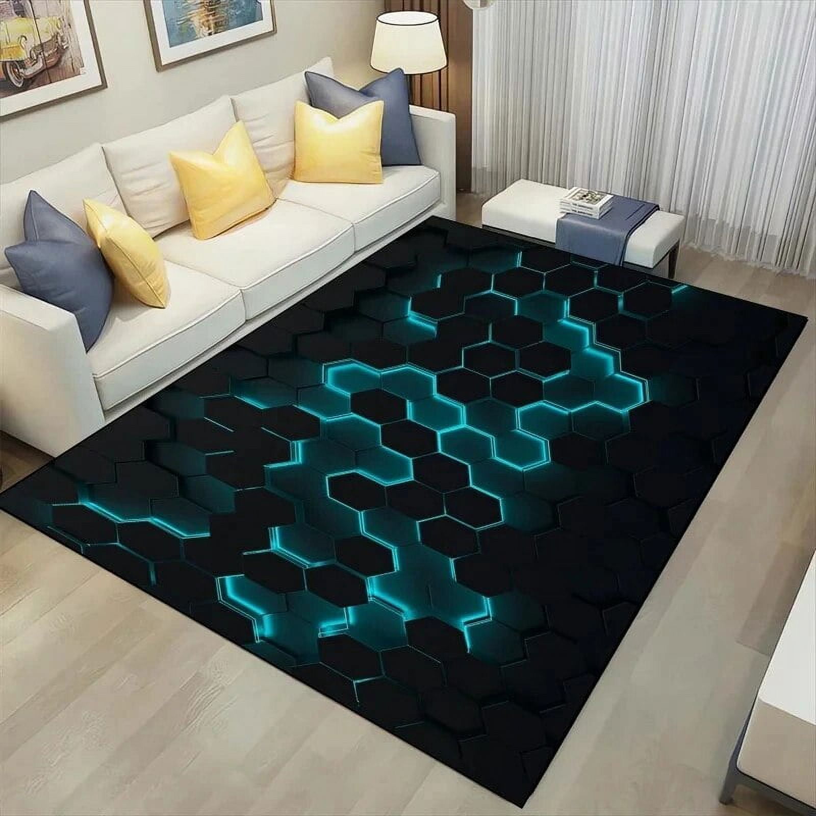 3D Geometric Carpet Neon Lights Rugs Hexagons Carpets for Home Play ...