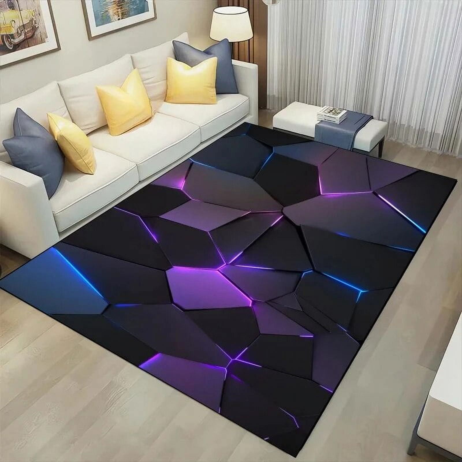 3D Geometric Carpet Neon Lights Rugs Hexagons Carpets for Home Play ...