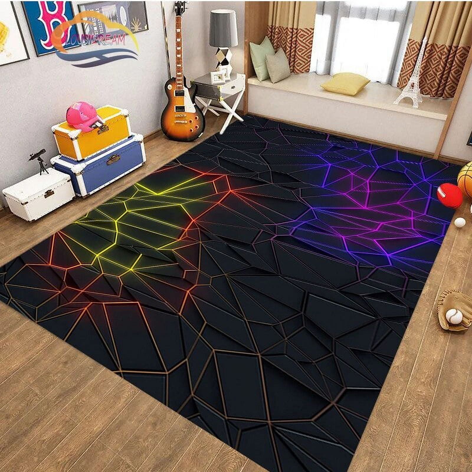 3D Geometric Carpet Neon Lights Rugs Hexagons Carpets for Home Play ...