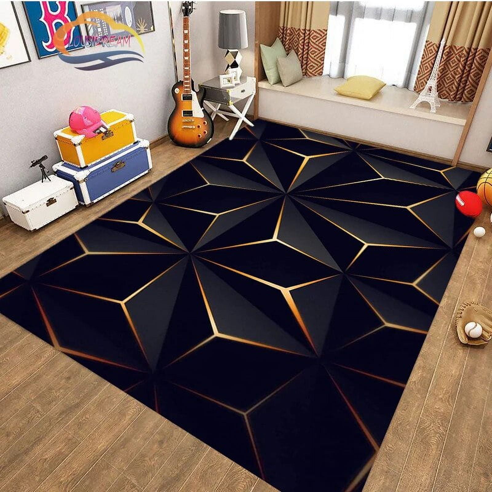 3D Geometric Carpet Neon Lights Rugs Hexagons Carpets for Home Play ...