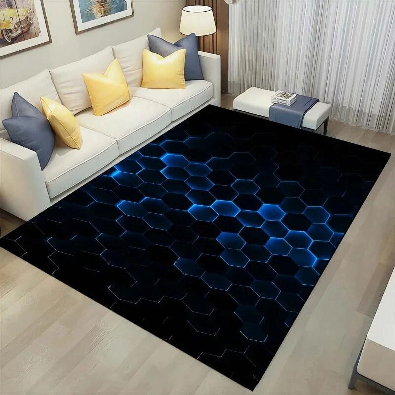 3D Geometric Carpet Neon Lights Rugs Hexagons Carpets for Home Play ...