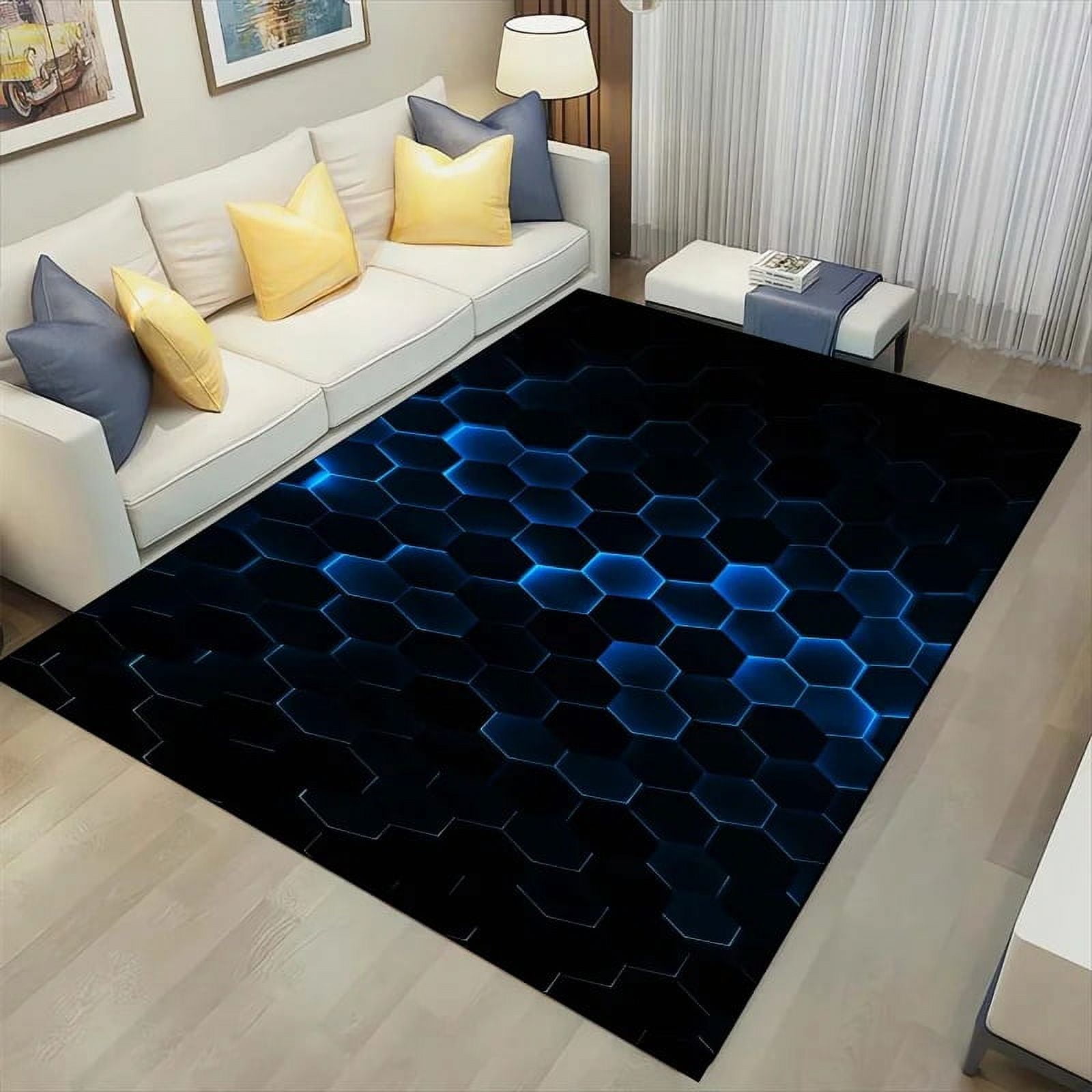 3D Geometric Carpet Neon Lights Rugs Hexagons Carpets for Home Play ...