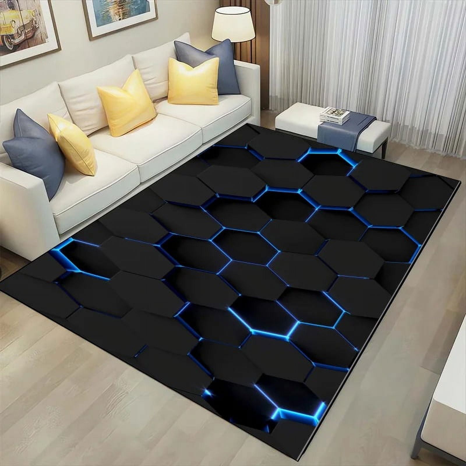 3D Geometric Carpet Neon Lights Rugs Hexagons Carpets for Home Play ...