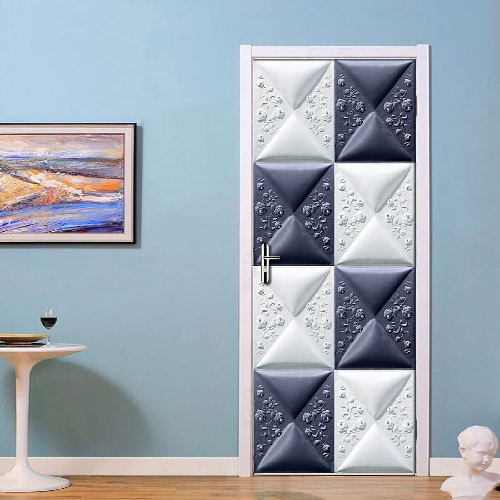 3D Geometric Creative Door Stickers Mural Home Decoration Modern Living ...