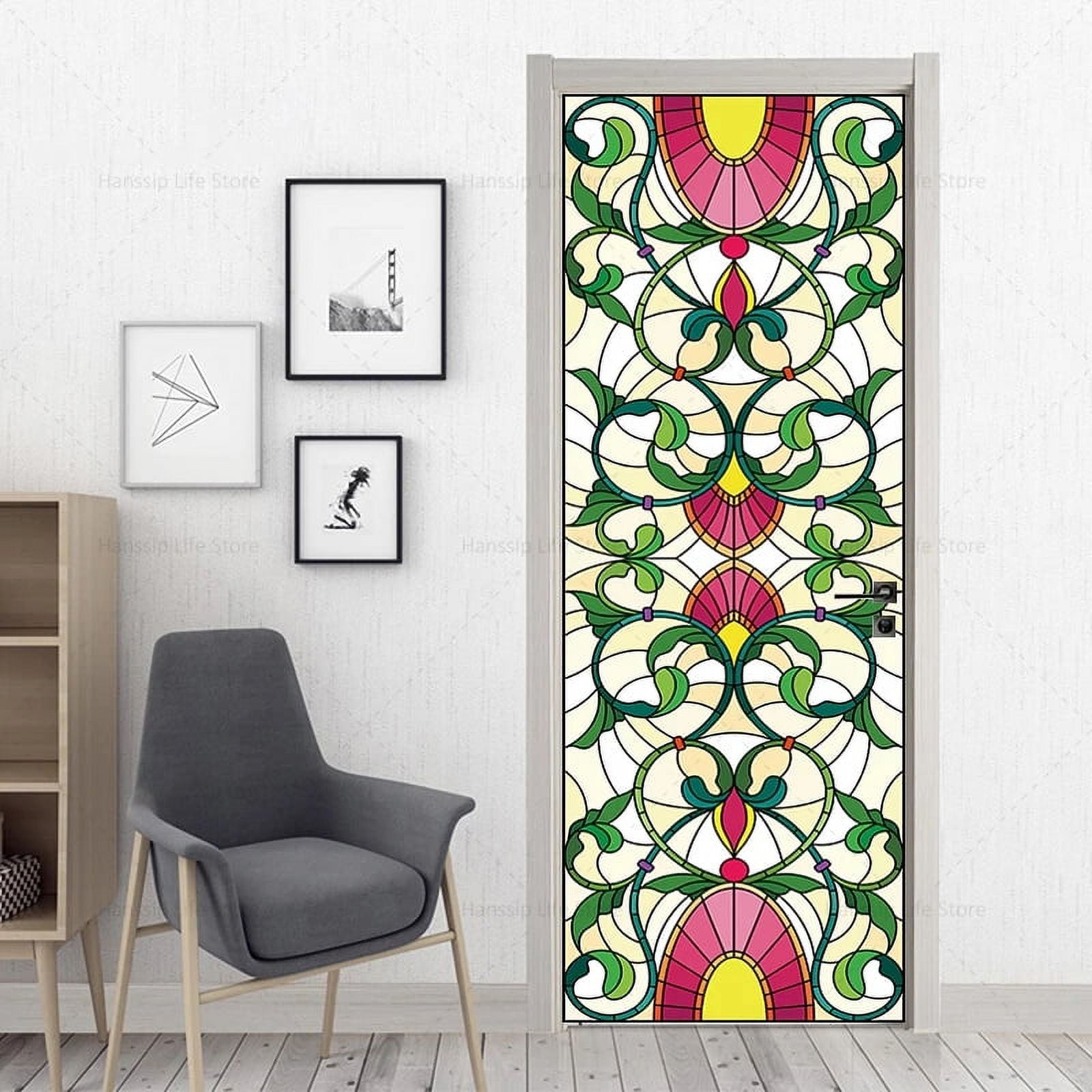 3D Geometric Door Sticker Self-adhseive Vinyl Full Door Wrap Cover ...