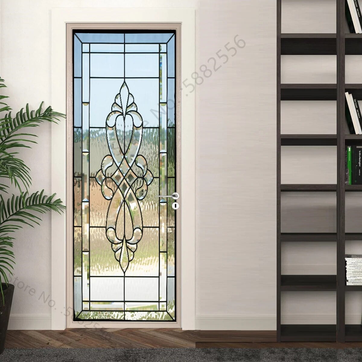 3D Geometric Door Sticker Self-adhseive Vinyl Full Door Wrap Cover ...