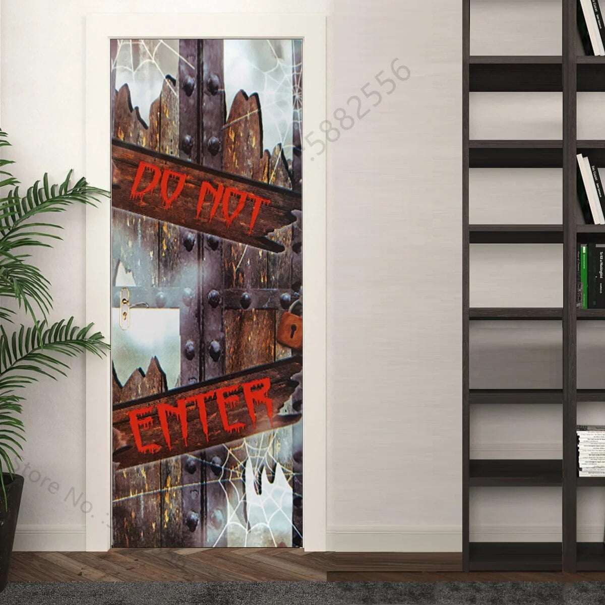 3D Geometric Door Sticker Self-adhseive Vinyl Full Door Wrap Cover ...