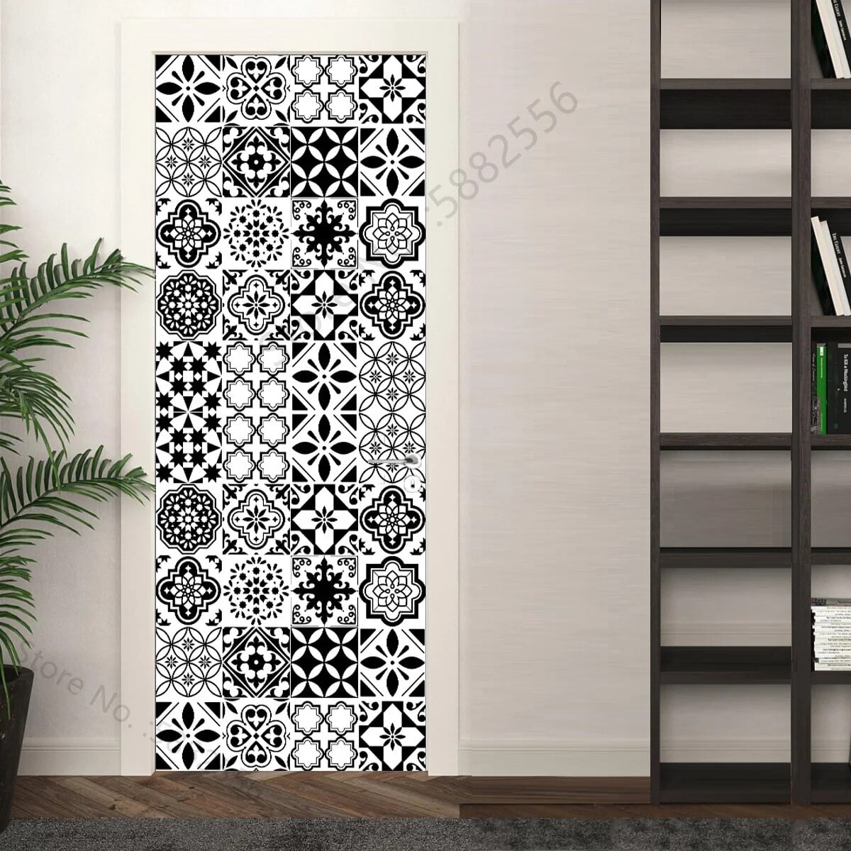 3D Geometric Door Sticker Self-adhseive Vinyl Full Wrap Cover Stickers ...