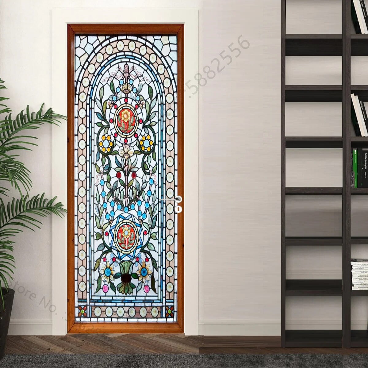 3D Geometric Door Sticker Self-adhseive Vinyl Full Wrap Cover Stickers ...