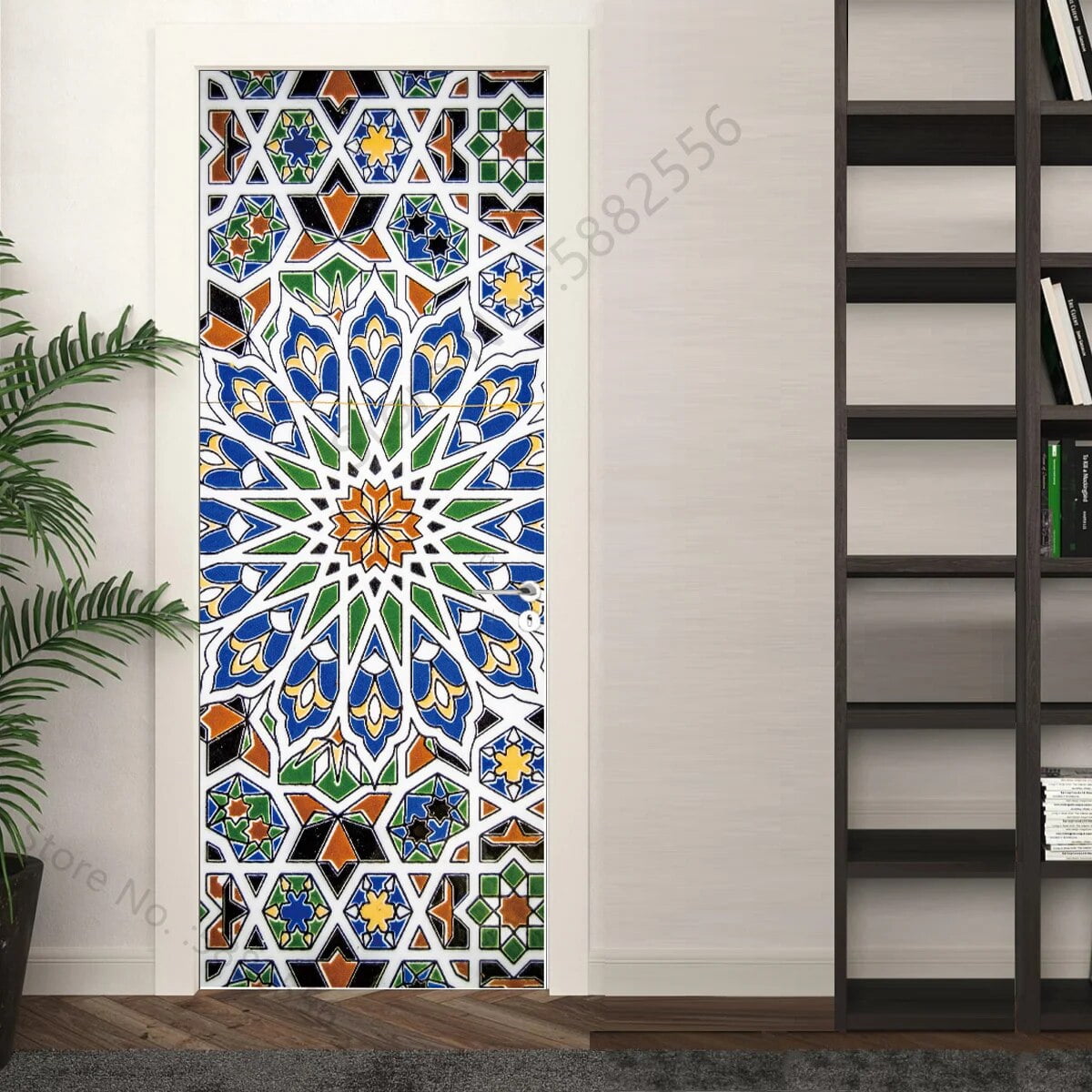 3D Geometric Door Sticker Self-adhseive Vinyl Full Wrap Cover Stickers ...