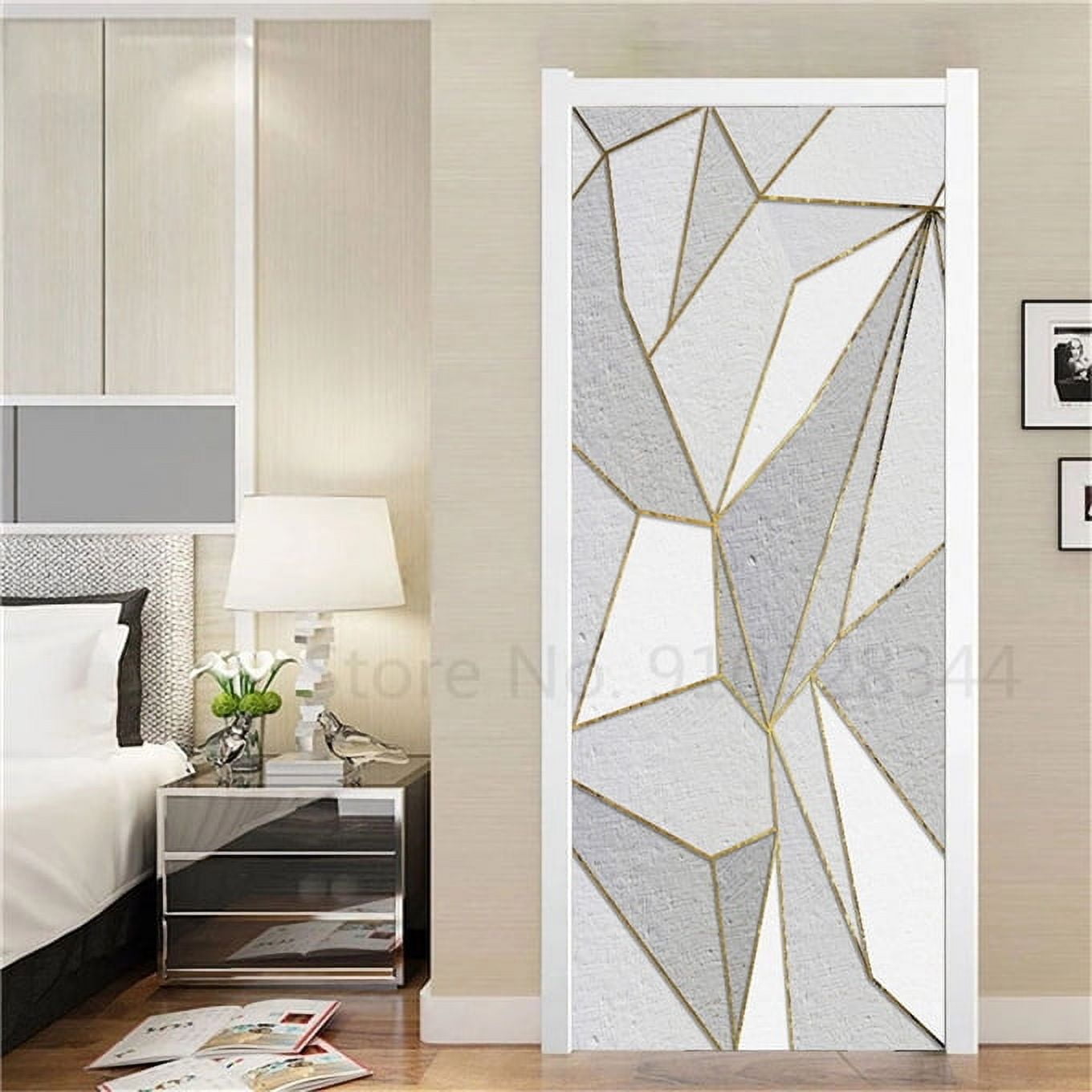 3D Geometric Figure Door Sticker Peel&Stick PVC Wall Sticker Flower ...