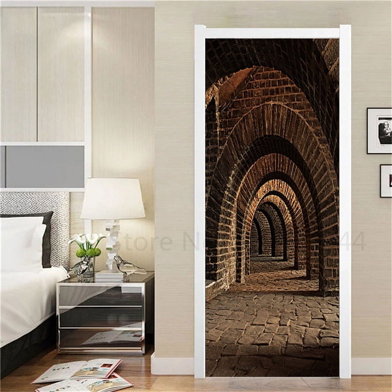 3D Geometric Figure Door Sticker Peel&Stick PVC Wall Sticker Flower ...