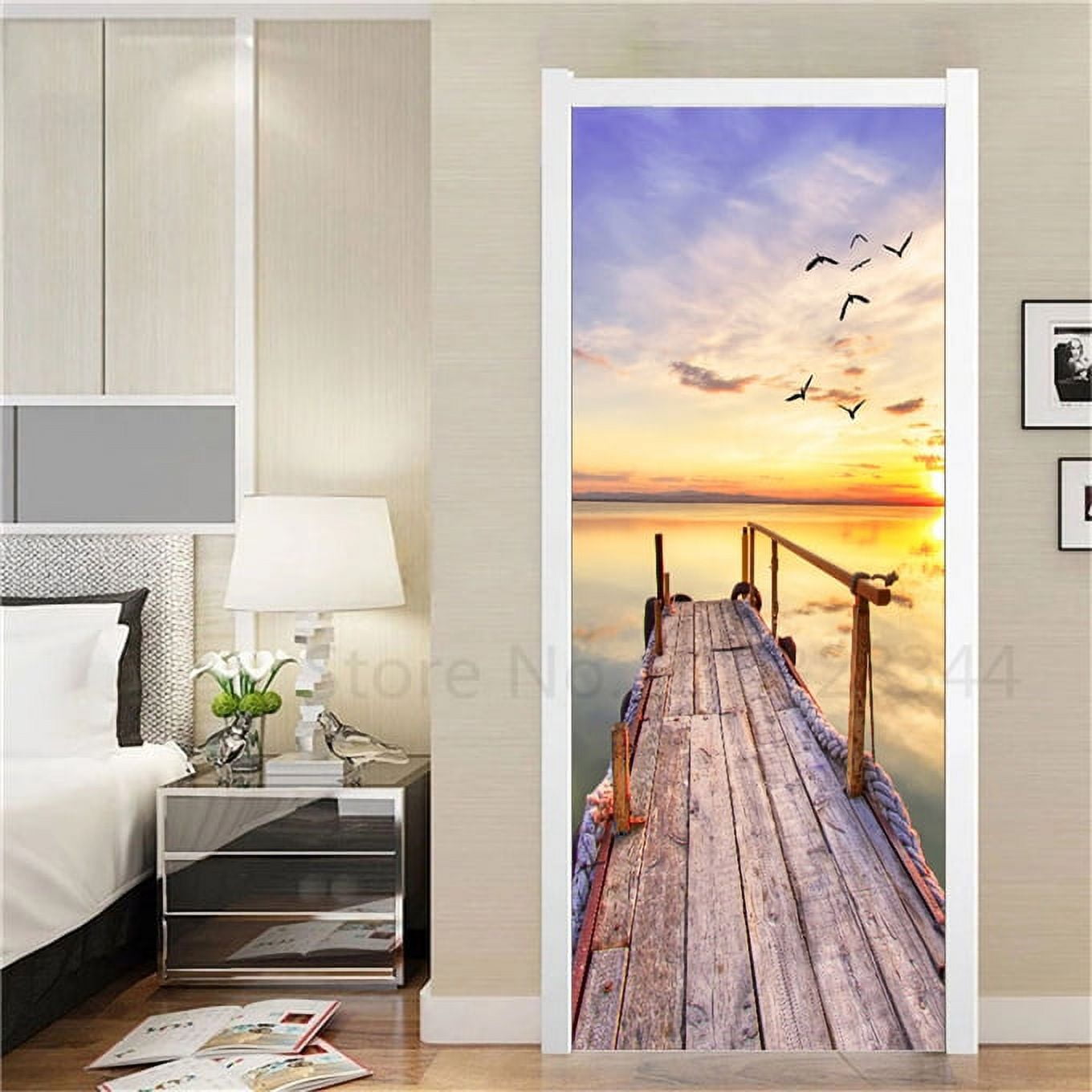 3D Geometric Figure Door Sticker Peel&Stick PVC Wall Sticker Flower ...