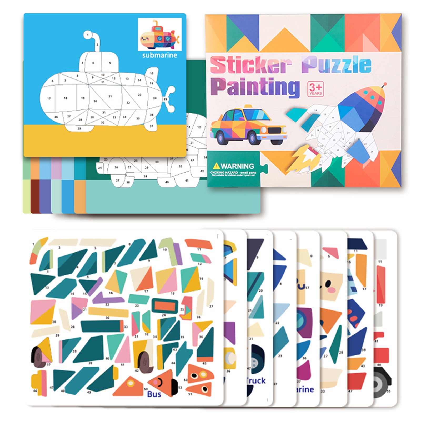 3D Geometric Sticker Puzzle, DIY Educational Sticker Art for Children ...