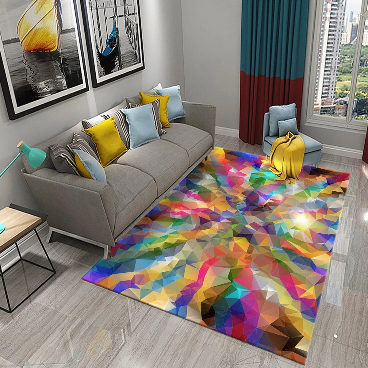 3D Geometry Carpet Creative Design Rug for Teens Adults Modern Abstract ...