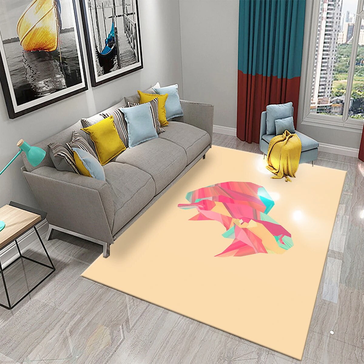 3D Geometry Carpet Creative Design Rug for Teens Adults Modern Abstract ...