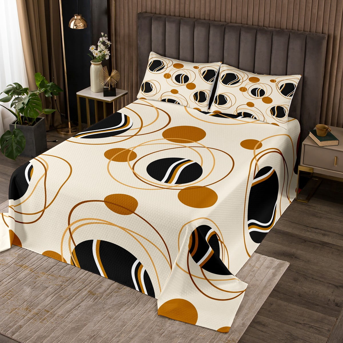 3D Geometry Circle Bedspread Set Twin Size Geometric Dots Quilt Set ...