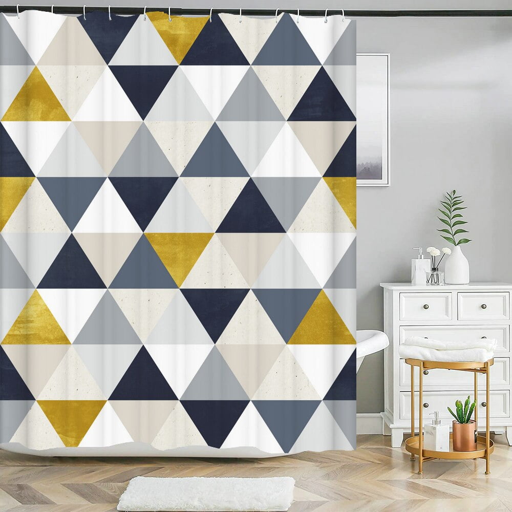 3d Geometry Of Art Bathroom Curtains Shower Curtain Set Modern Stripe
