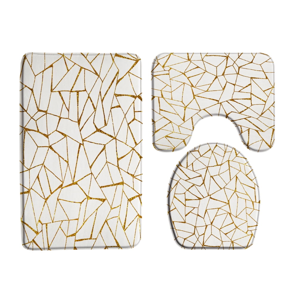 3D Geometry of Art Bathroom Curtains Shower Curtain Set Modern Stripe ...