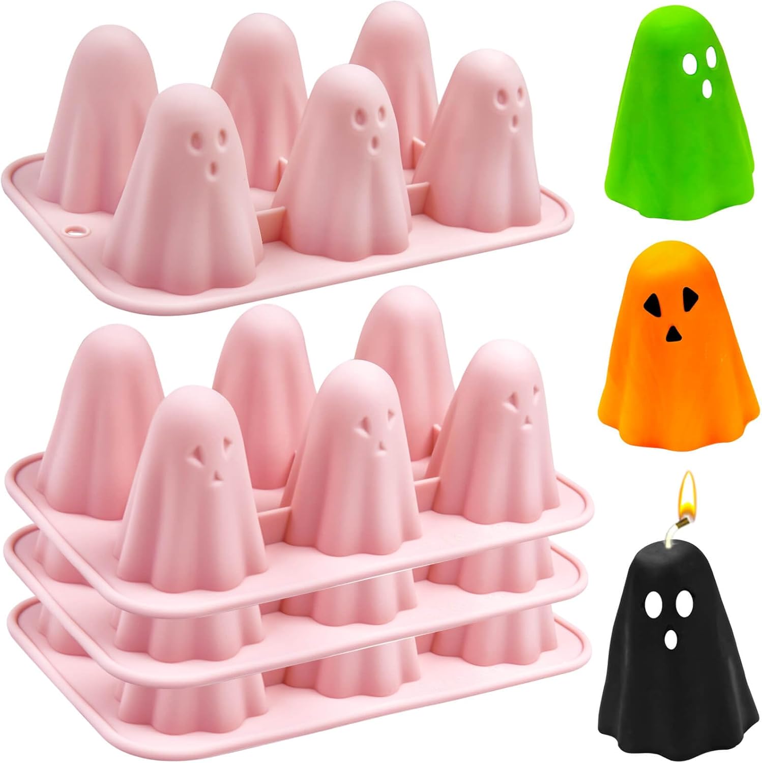 3D Ghost Silicone Molds 4 Packs, Halloween Silicone Baking Molds Ghost ...