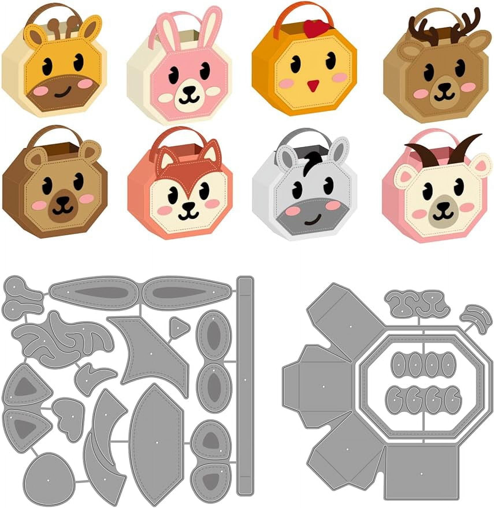 3D Gift Box Cut Dies Animal Themed Gift Box Cutting Dies Octagonal ...
