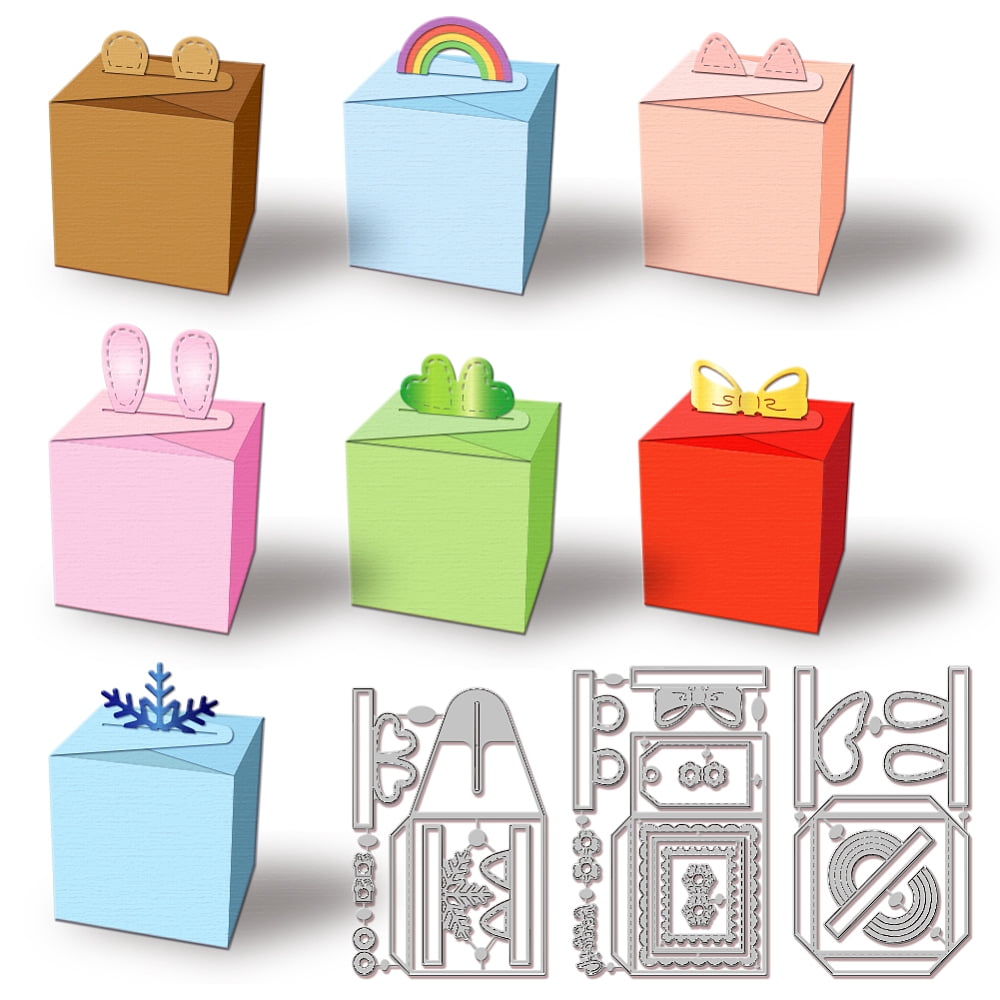 3D Gift Box Cut Dies - Metal Deer Rabbit Bear Ears Box Frame Cut Dies ...