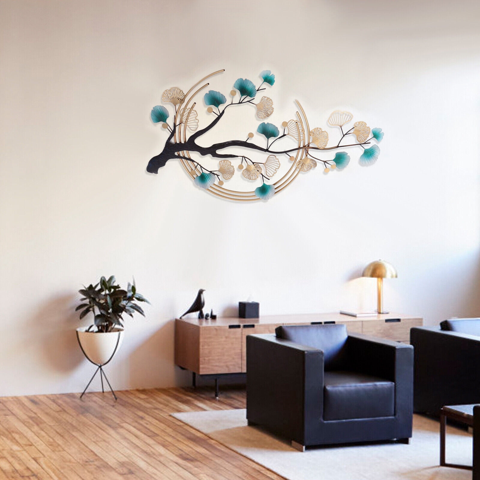 3D Ginkgo Tree Leaf Metal Wall Art, Luxury Chinese-Style Ginkgo Leaves Nature Art Home Decor ...