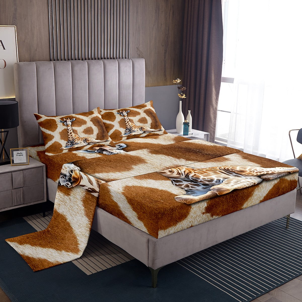 3D Giraffe Bed Sheets Set,Giraffe Print Sheet Set,Wildlife Giraffe ...