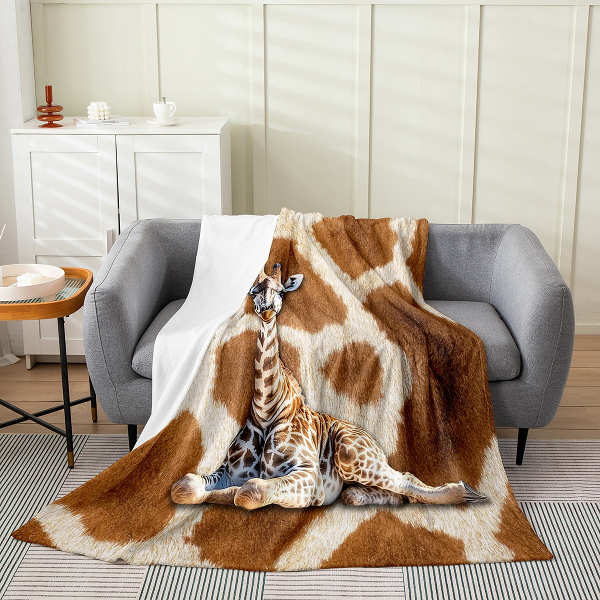 3D Giraffe Blanket,Giraffe Print Throw Blanket,Wildlife Giraffe Fleece ...