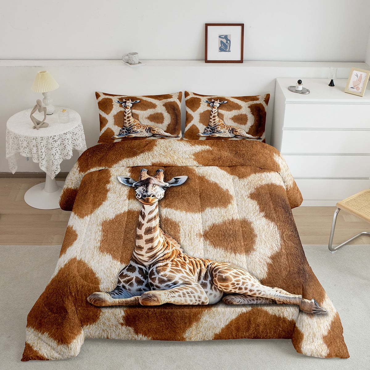 3D Giraffe Comforter Set,Giraffe Print Bedding Set,Wildlife Giraffe ...