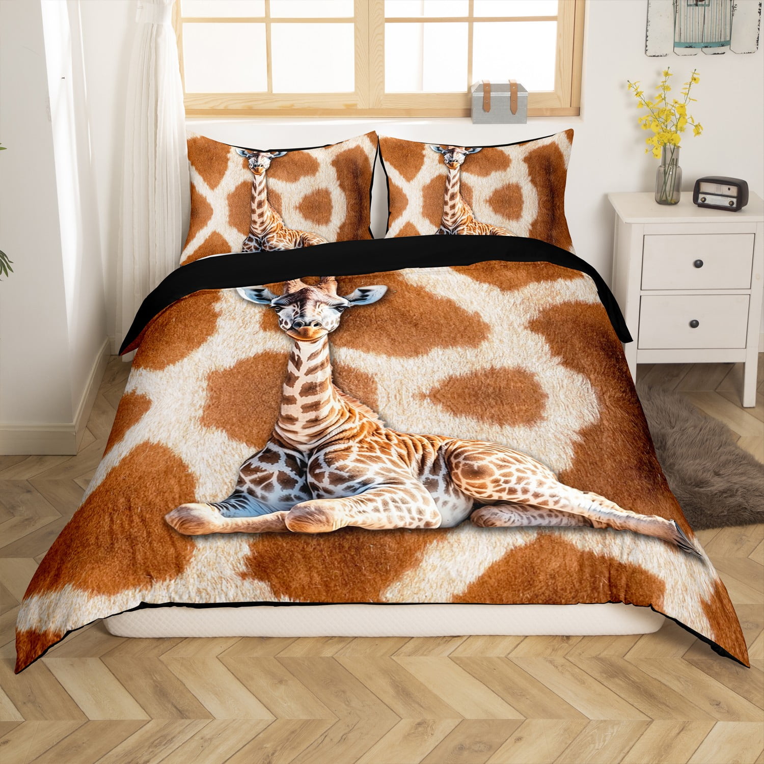 3D Giraffe Duvet Cover,Giraffe Print Comforter Cover,Wildlife Giraffe ...