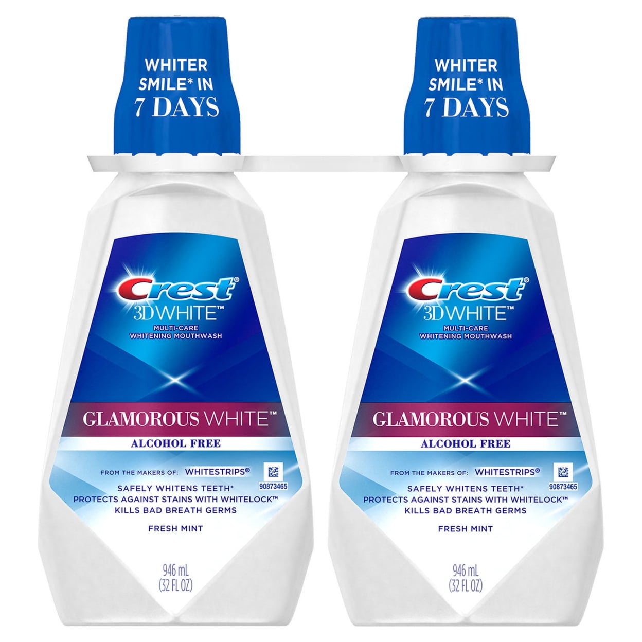 3D Glamorous White Alcohol Free Whitening Mouthwash, Fresh Mint (32 oz ...