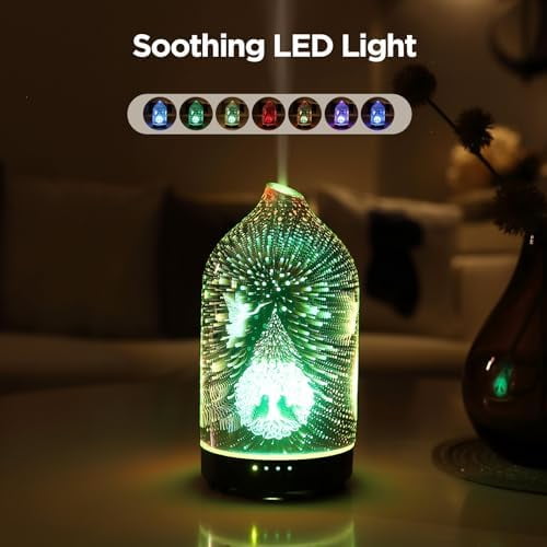 3D Glass Fairy Wish Tree Aromatherapy Diffuser 160ml ultrasonic Cool ...