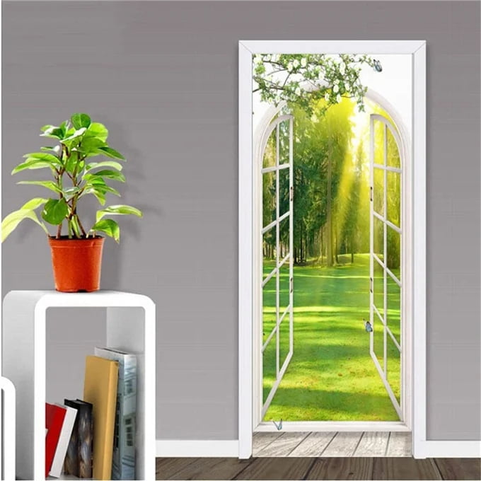 3D Glass Window Door Exterior Scenery Door Sticker Nature Landscape ...