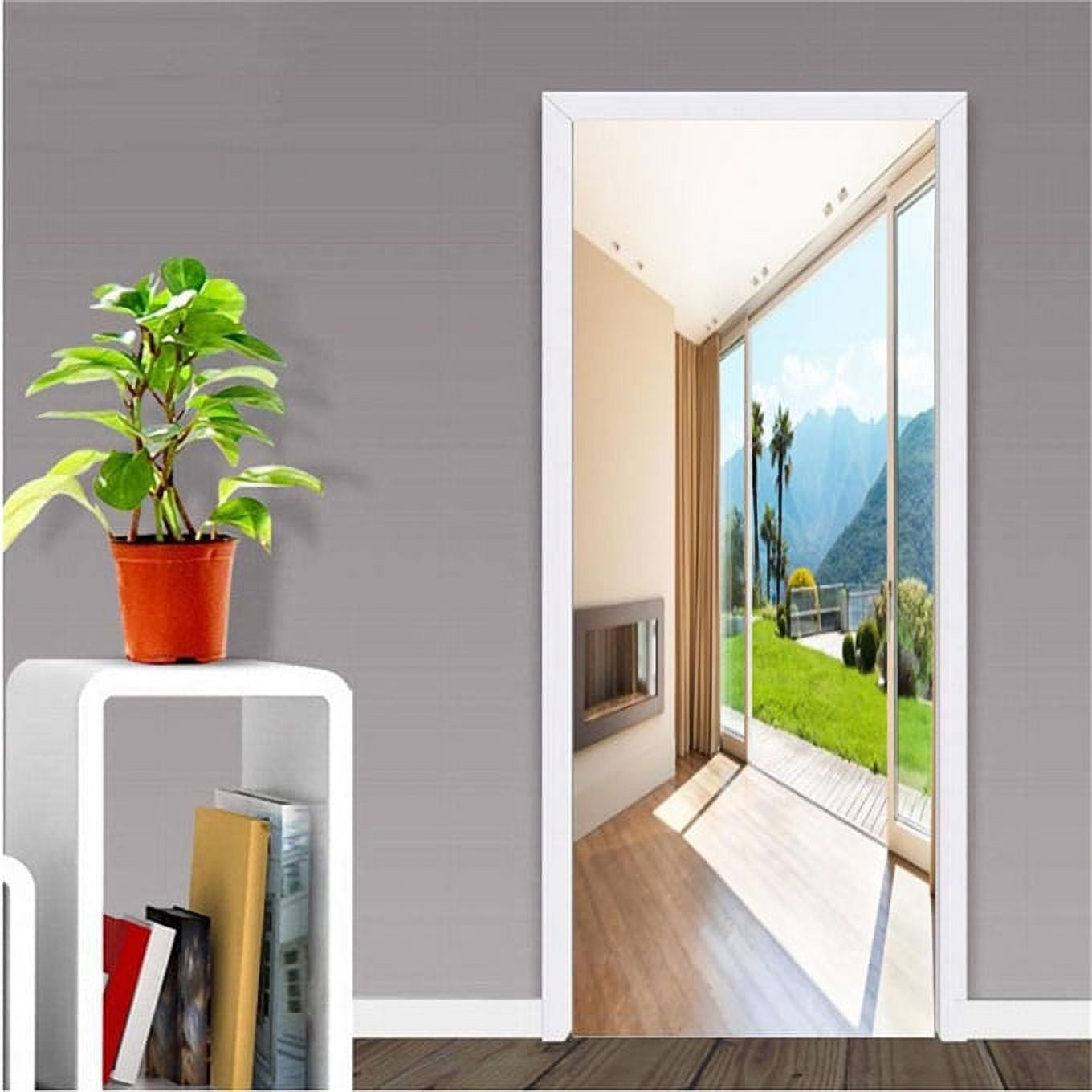 3D Glass Window Door Exterior Scenery Door Sticker Self-Adhesive Vinyl ...