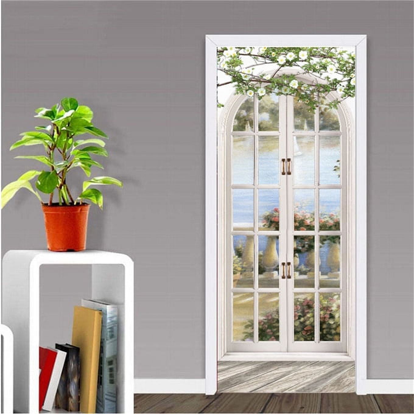 3D Glass Window Door Exterior Scenery Door Sticker Self-Adhesive Vinyl ...