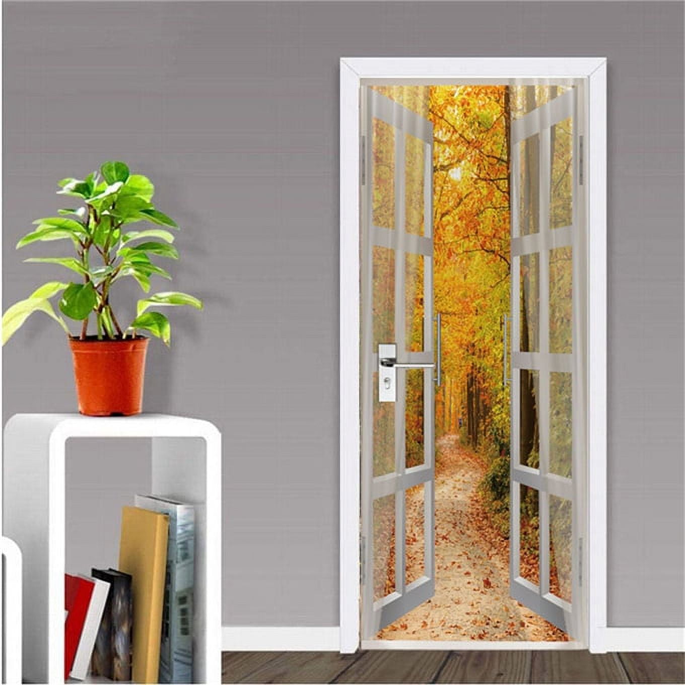 3D Glass Window Door Exterior Scenery Door Sticker Self-Adhesive Vinyl ...